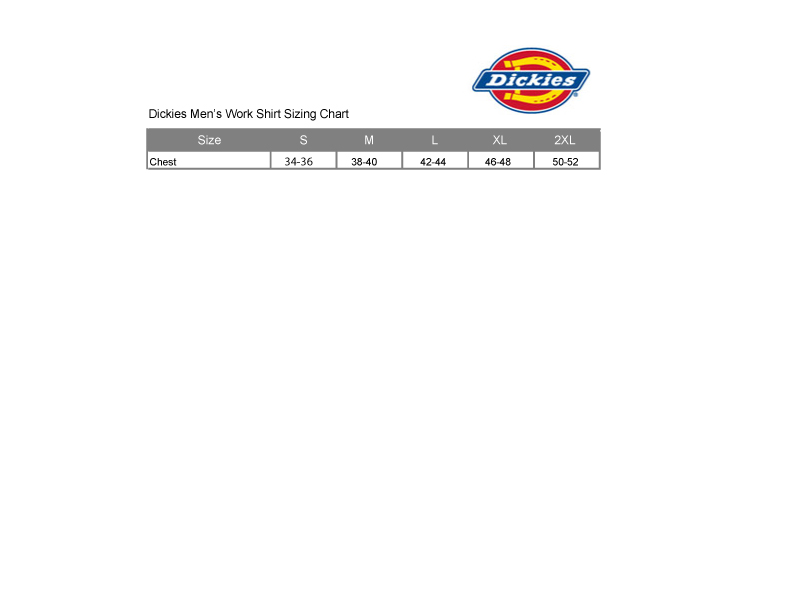 Dickies Men’s Work Shirt Sizing Chart – Normandy Apparel